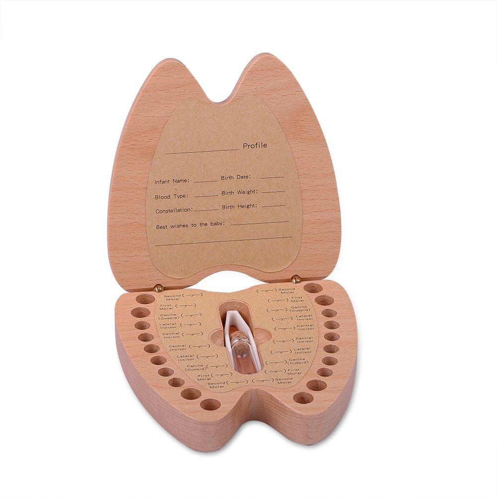 Artinova Wooden Baby Teeth Keepsake Box | Tooth Shaped Memory Box for ...