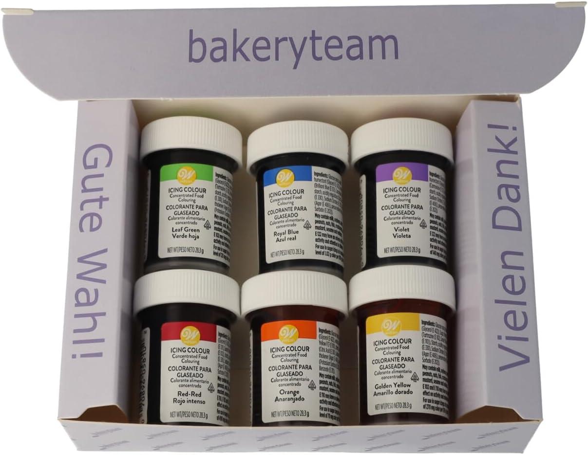 Wilton Icing Colour Gel Paste Rainbow Colours Set with Red No Taste - 6 ...