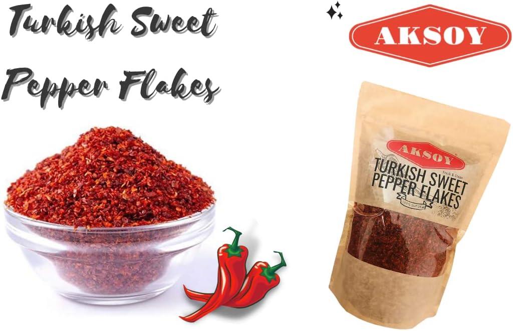 Premium Turkish Sweet Red Pepper Flakes 200g | 3-4mm Size | Aksoy ...