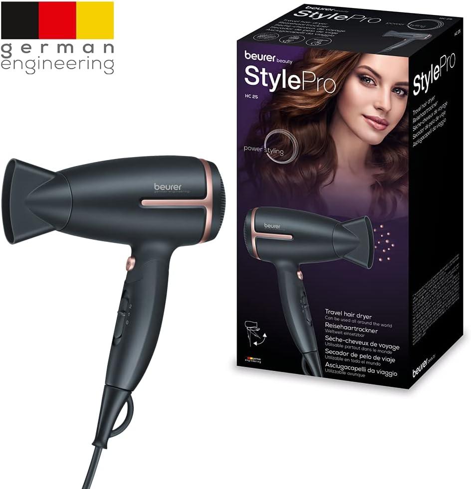 Beurer Style Pro HC25 Travel Hair Dryer - Dual Voltage Lightweight ...