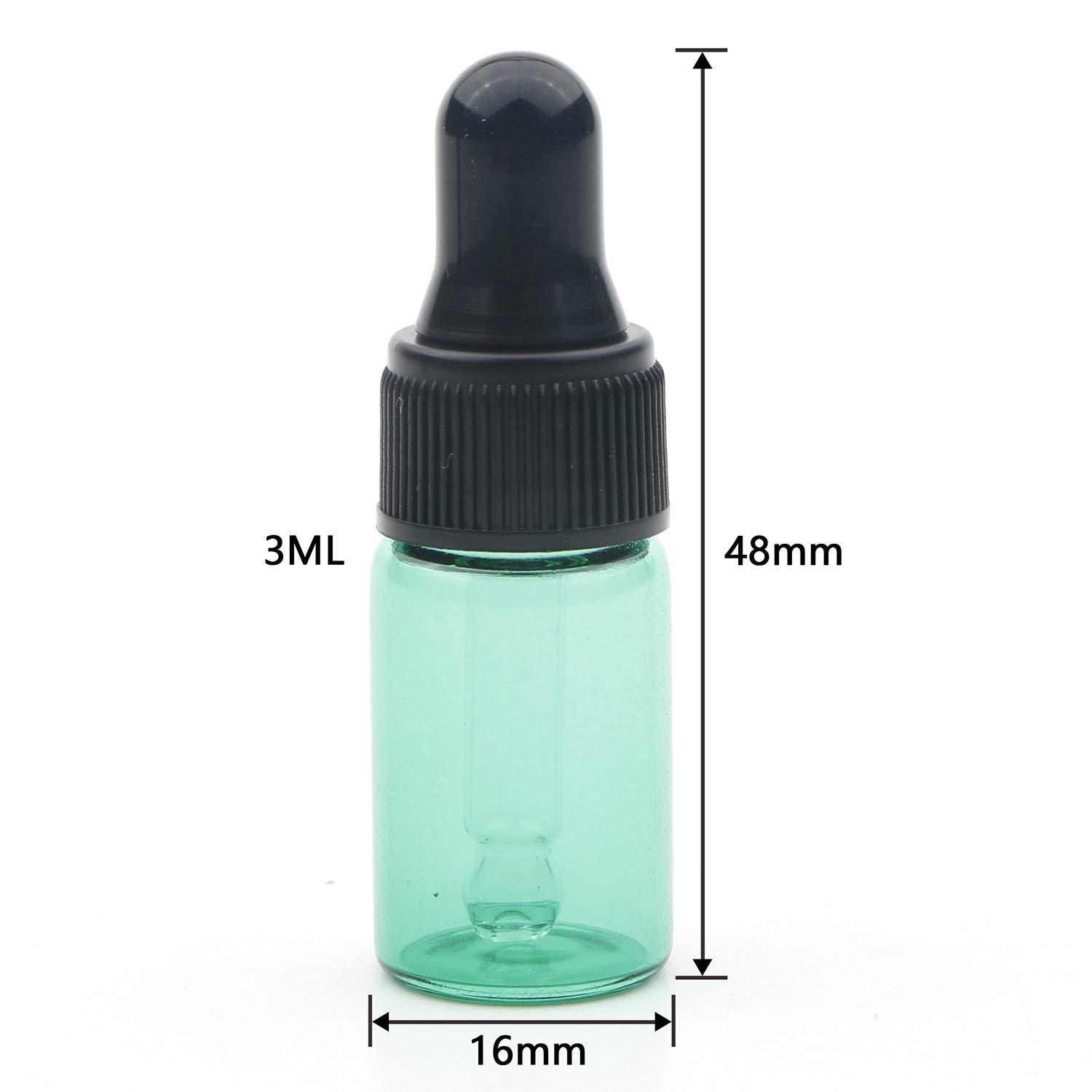 Unxuey 20 Pack 3ml Green Glass Dropper Bottles with Pipettes Dropper ...