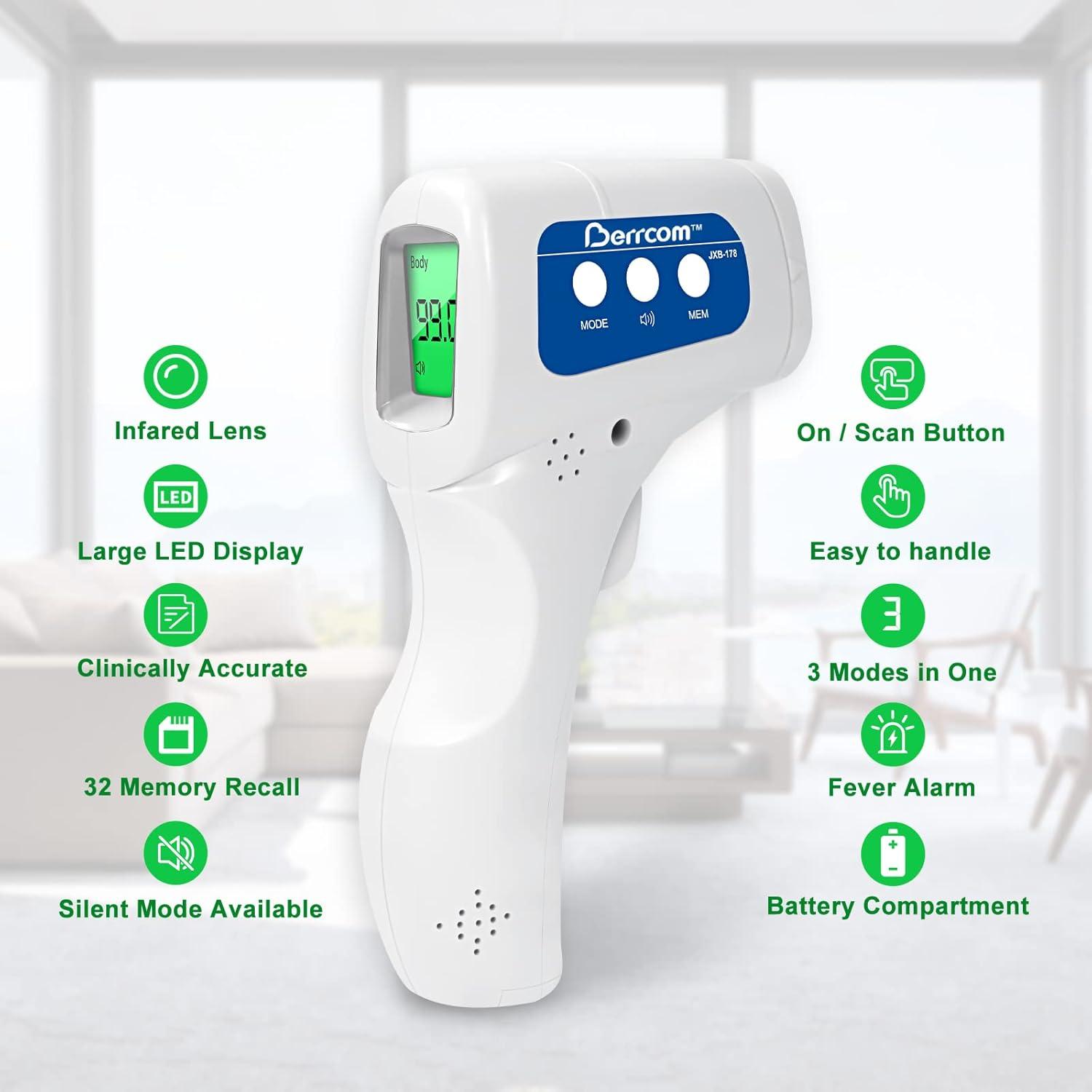 2 Pack Berrcom No Touch Forehead Thermometer NA Distributed and ...