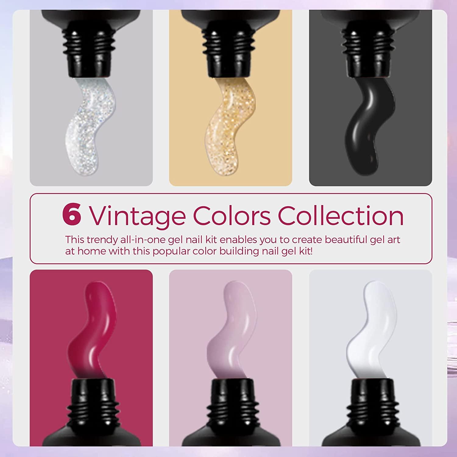 Mobray Poly Nail Gel Kit - Glitter Poly Gel Polish Set - 6 Colors UV ...