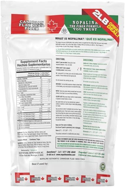 Nopalina Flax Seed Fiber Supplement 2 lb - Natural Digestive Health Support