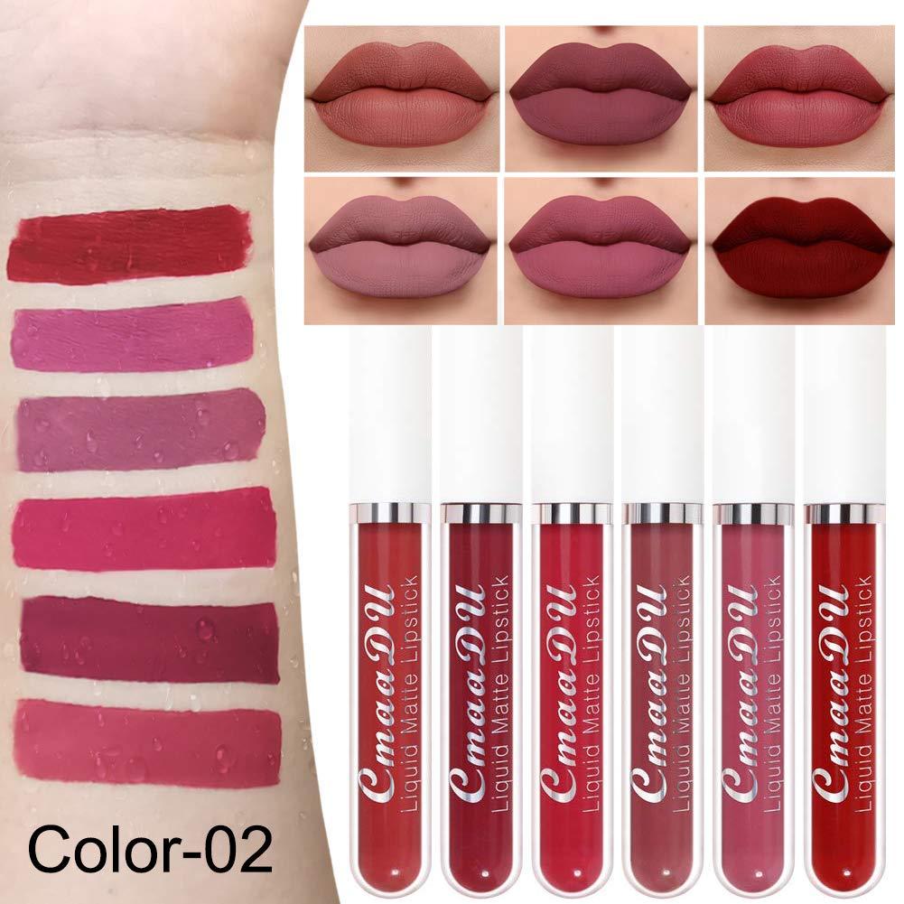 6Pcs Dark Red Matte Liquid Lipstick Set | Long Lasting, Waterproof Lip ...