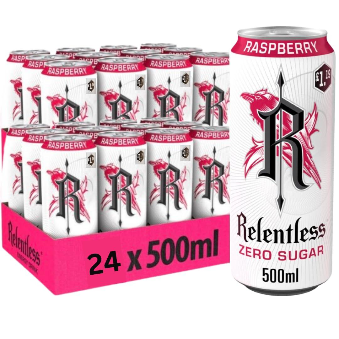 Relentless Zero Sugar Energy Drink Raspberry (24x500ml) Raspberry ...