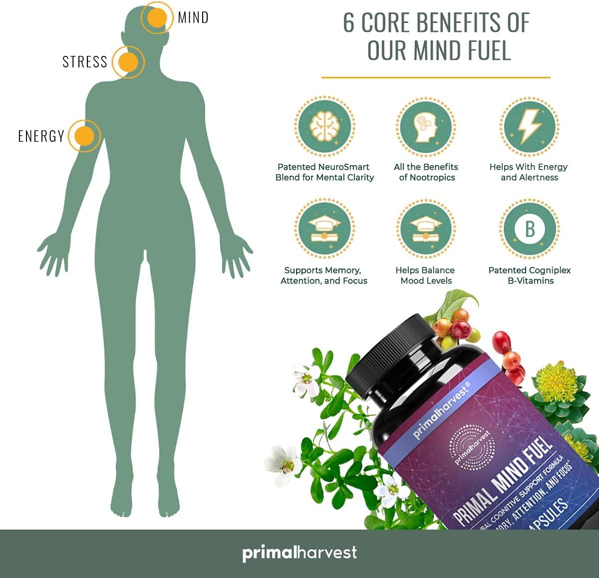 Primal Harvest Primal Mind Fuel Brain Supplement - 30 Capsules for ...