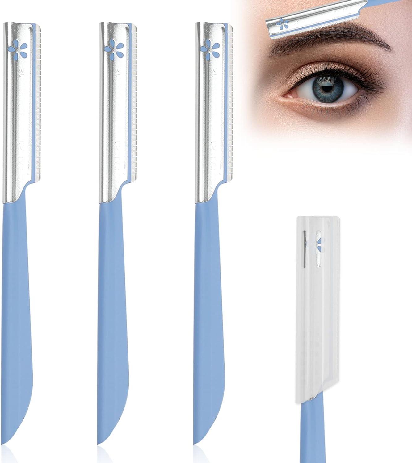 Beard Mustache Straight Razor & Eyebrow Trimmer Kit - Stainless Steel ...