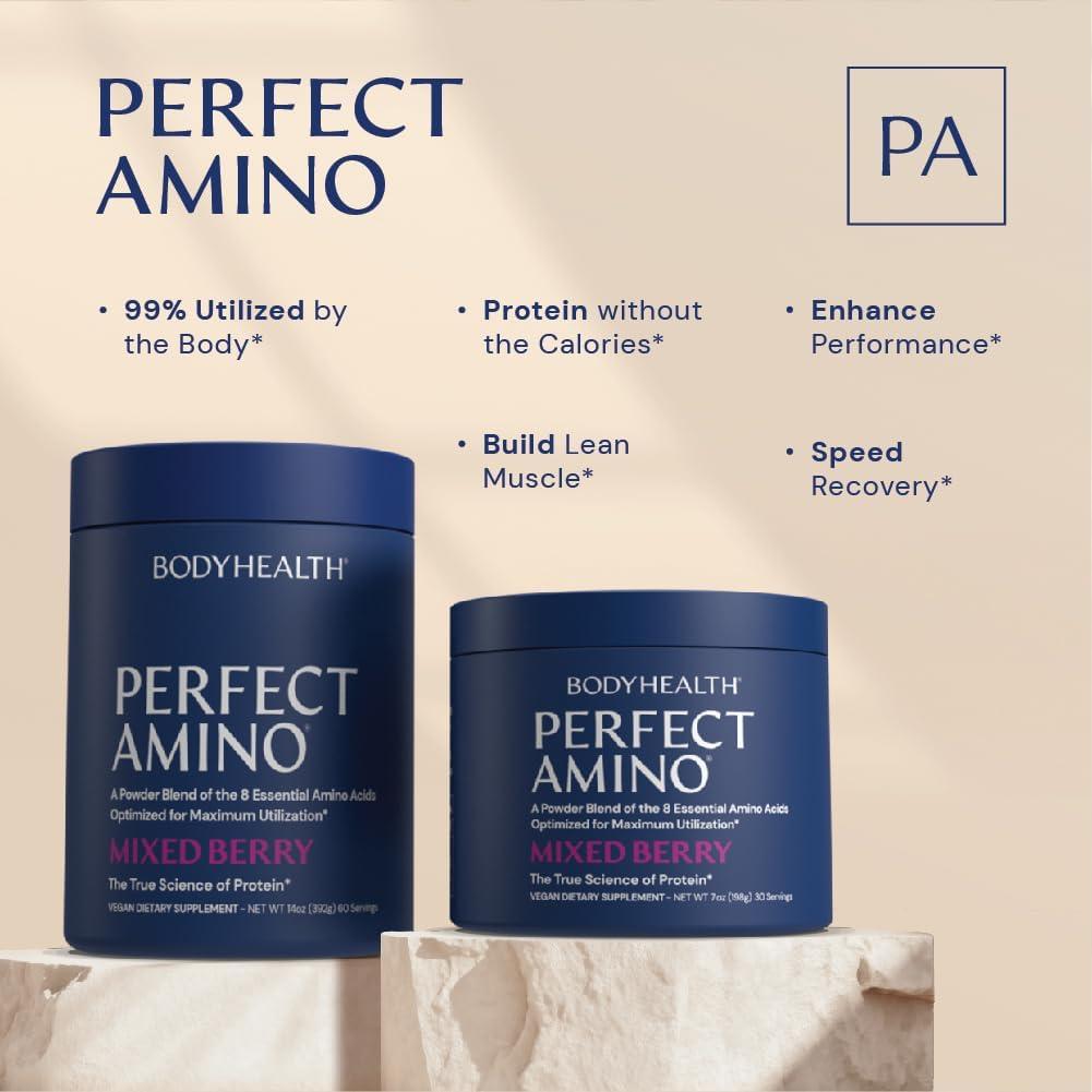 BodyHealth PerfectAmino XP Mixed Berry | Pre/Post Workout Recovery Drink | 8 Essential Amino ...