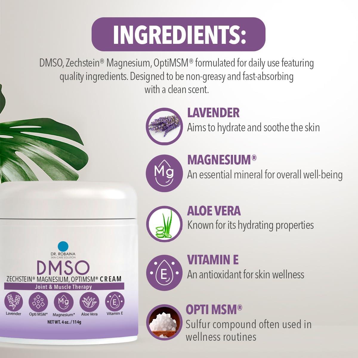 Dr. Robaina DMSO Cream for Skin Wellness - Lavender - 4 Oz.