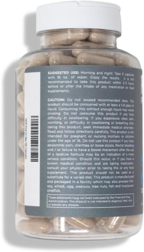 Pure for Men Digestive Regularity Supplement - 120 Vegan Capsules with ...
