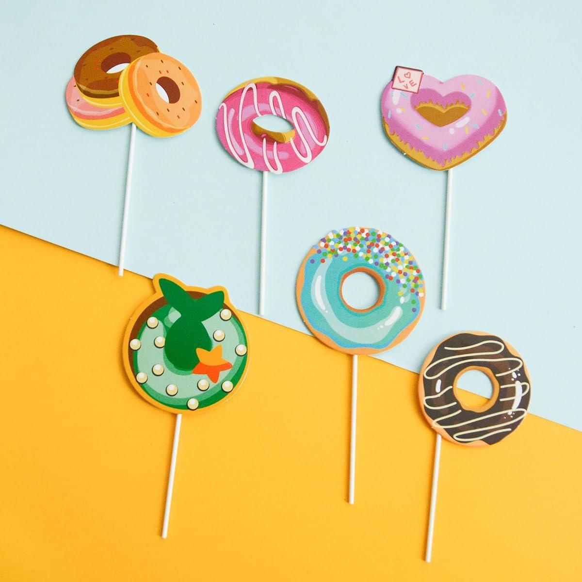 Gallasy 13pcs Donuts Cake Topper Doughnut Cupcake Topper for Donut ...