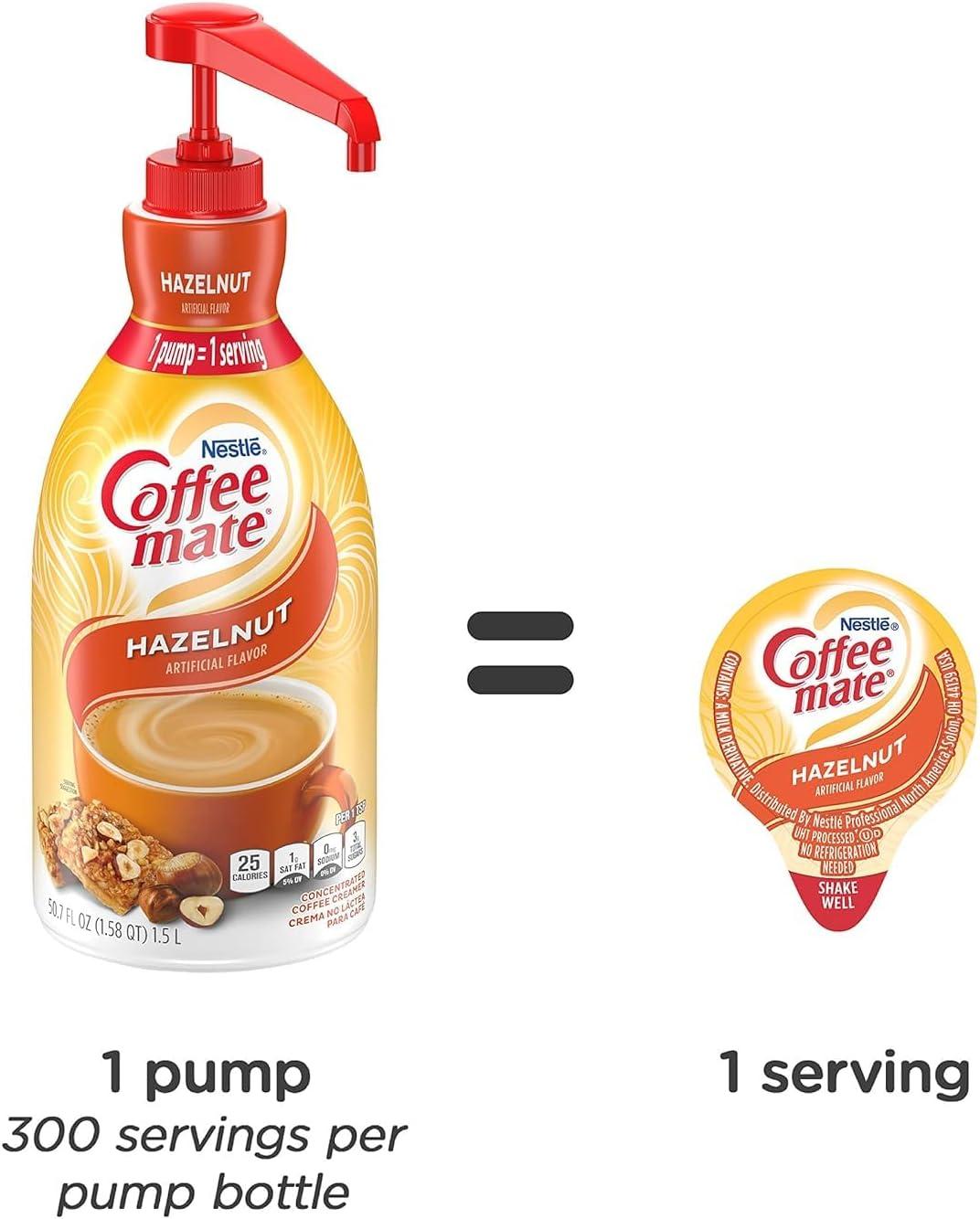 Coffee Mate Coffee Creamer Hazelnut Concentrated Liquid Pump Bottle Non ...