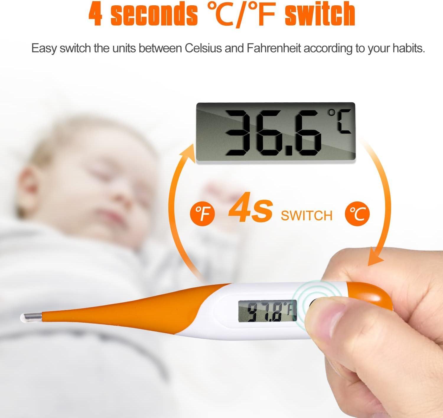 Digital Fever Thermometer - Fast Easy Read for Babies Kids Adults ...