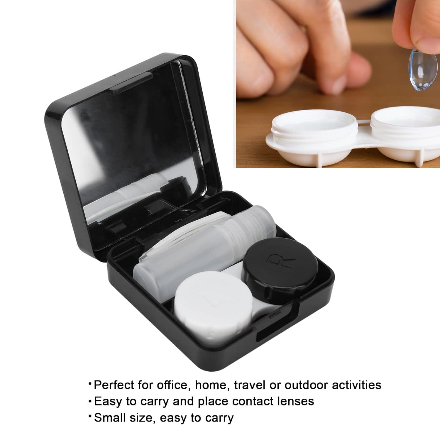 Portable Contact Lens Storage Box - Black & White Mini Case for Easy ...
