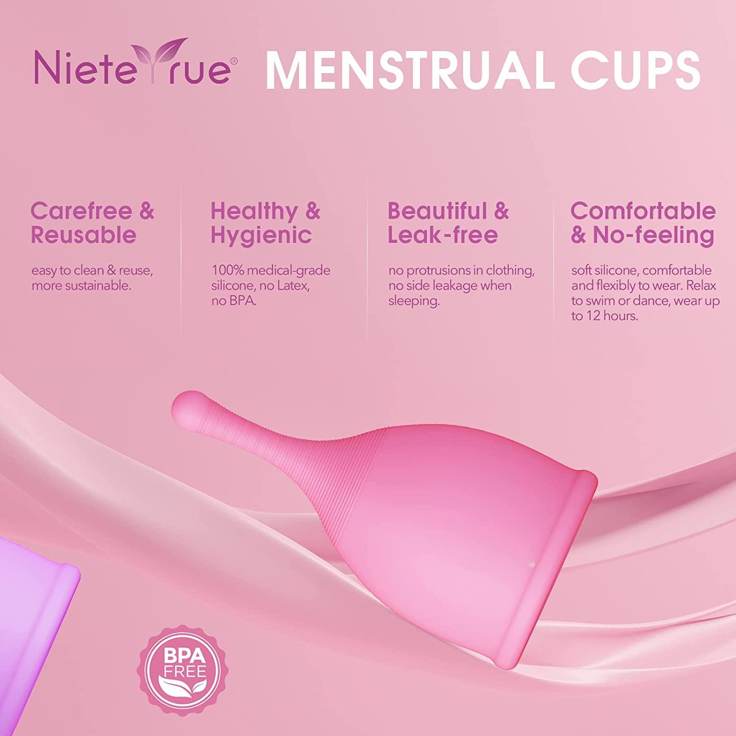 Large Menstrual Cups - 2 Sets Reusable Soft Cups for Heavy Flow ...