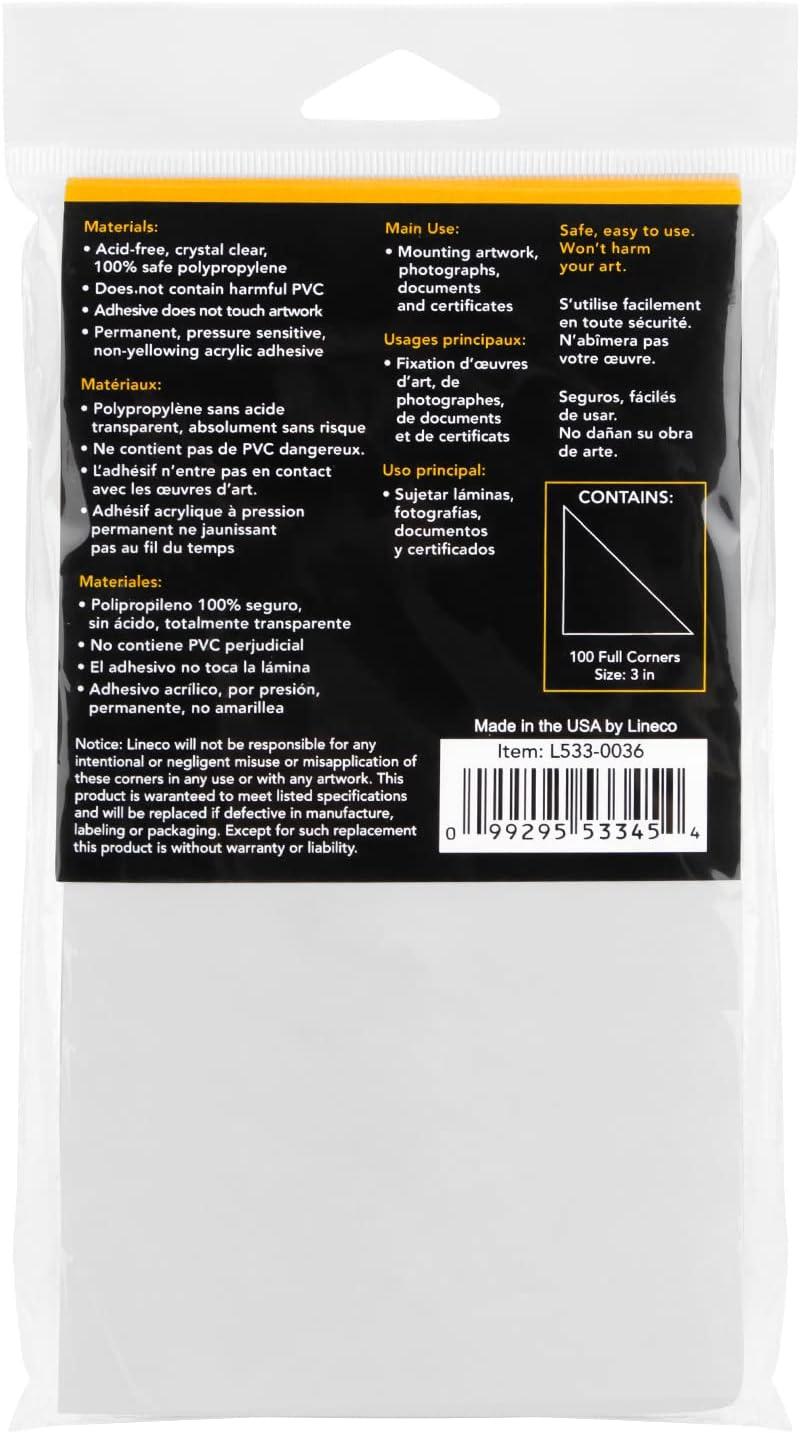 Lineco Polypropylene Mounting/Framing Corners - Standard View 3 - 100 ...