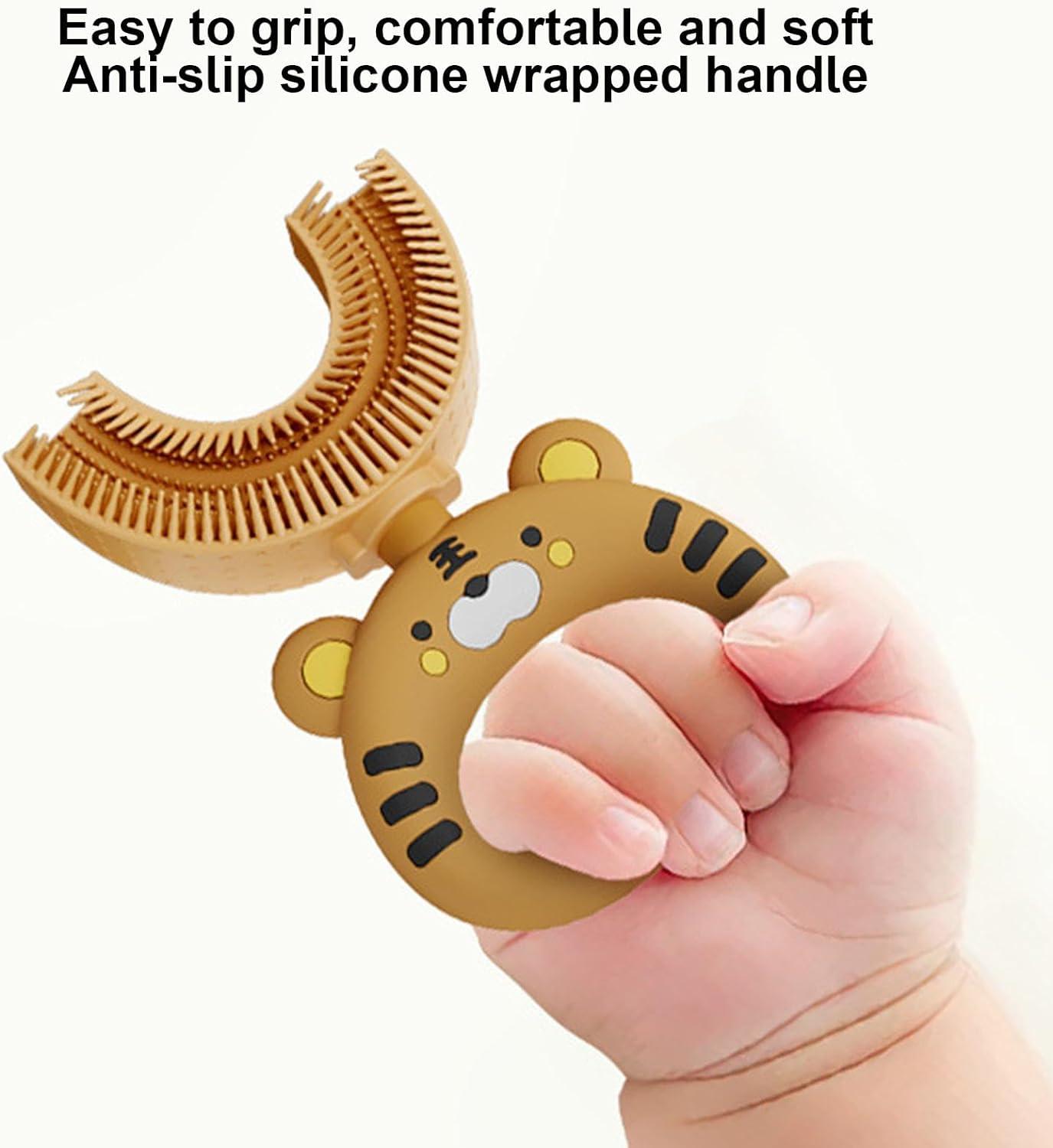 Shop Cartoon Tiger U-Shaped Toothbrush | 360 Soft Silicone Dental Care ...