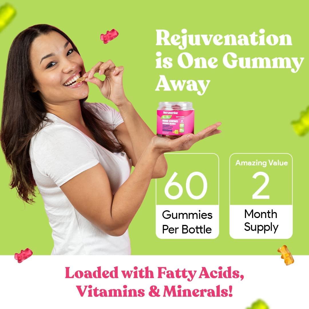 Hemp Gummies - 3000 MG - 50MG per Gummie - Hemp Gummies for Immune ...