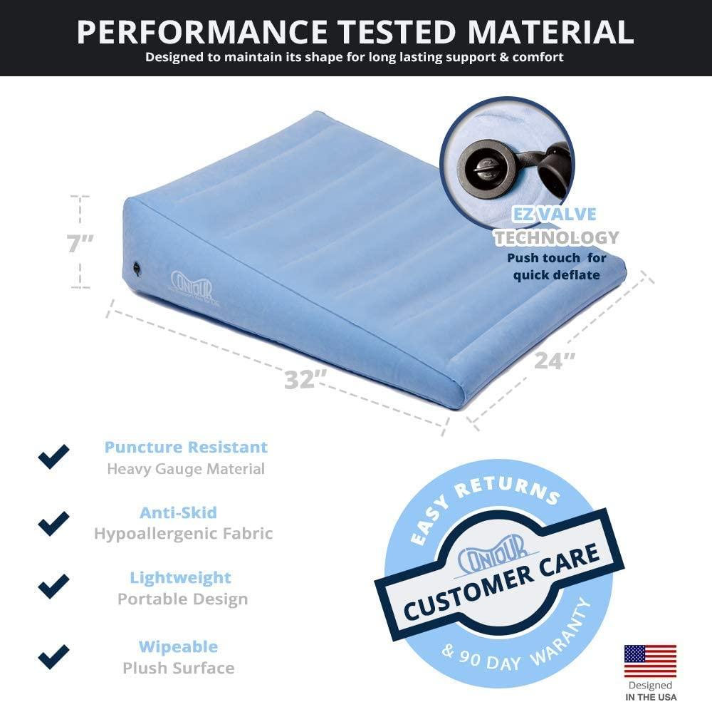 Contour 2-in-1 Inflatable Back Support Pain Relief Bed Wedge Cushion ...