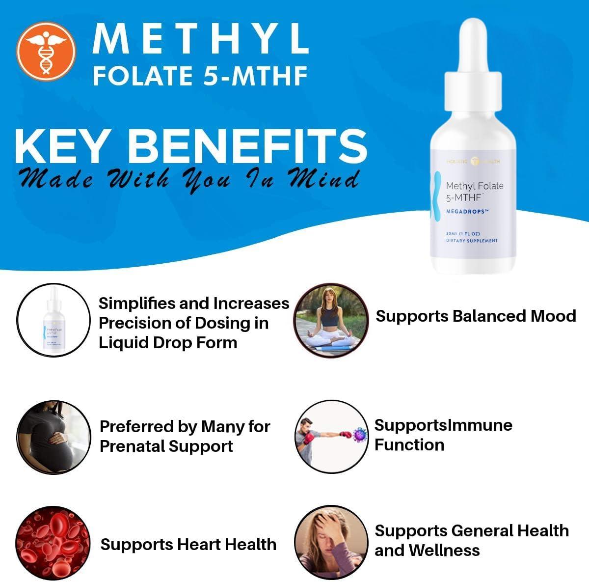 Holistic Health Methyl FOLATE 5-MTHF Drops - Liquid Vitamin Supplement ...