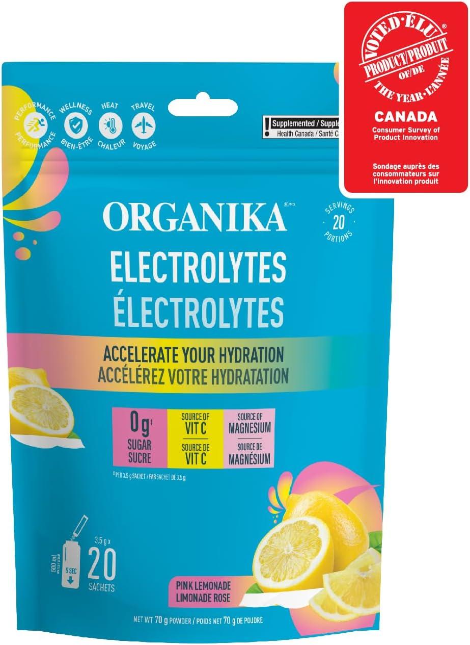 Organika Electrolytes Powder- Pink Lemonade Sachets- On the Go ...