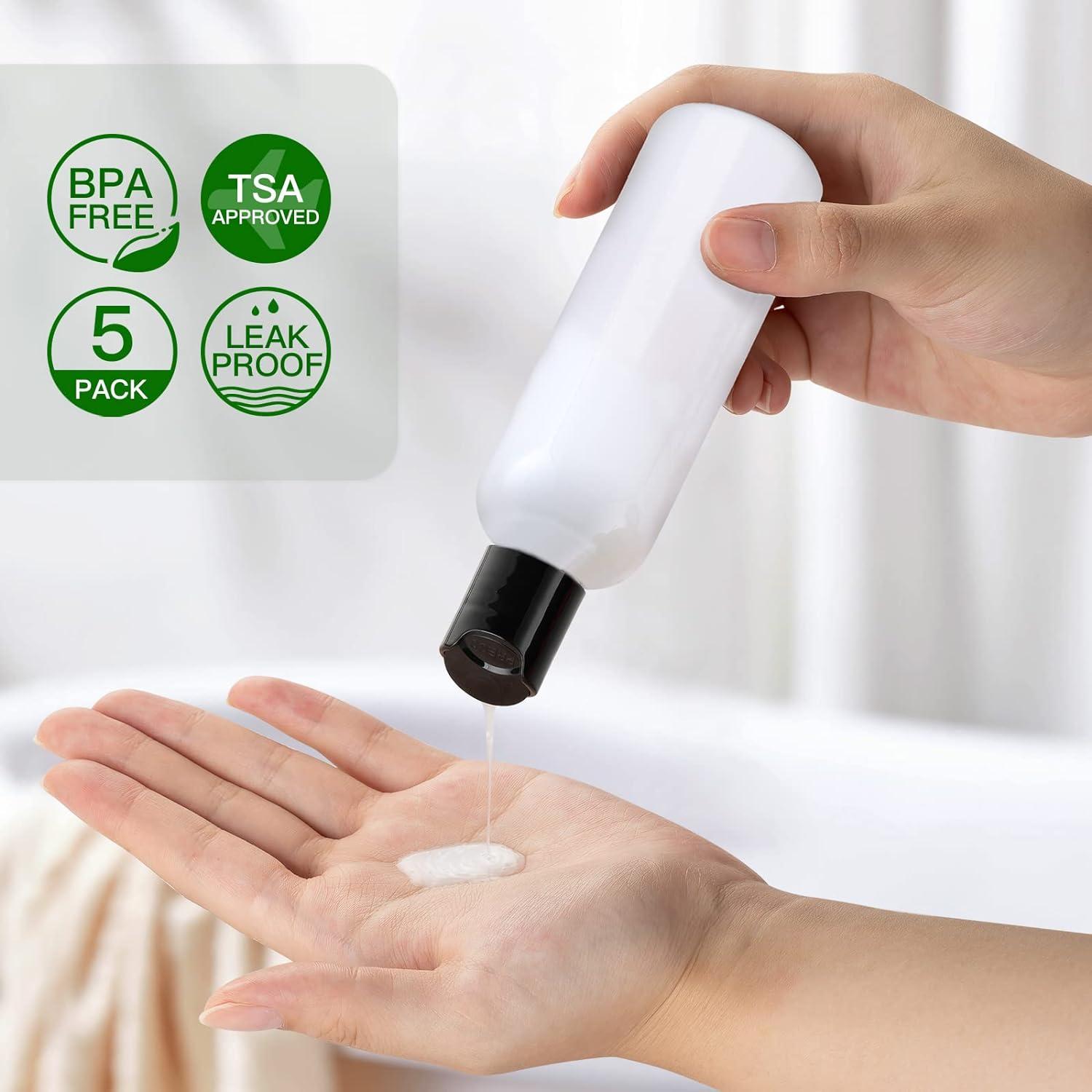 Livfa 100ml Empty Travel Bottles Set - 5 Transparent Plastic Containers ...