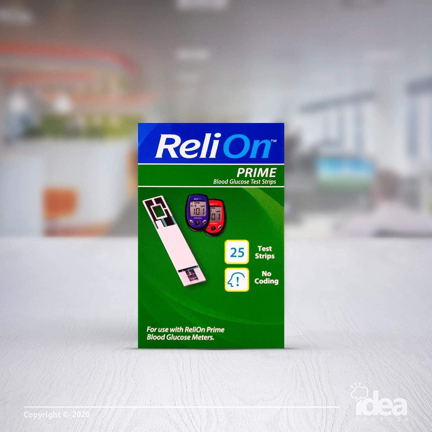 ReliOn Prime Blood Glucose Test Strips 25 Ct Bundle with Diabetes Care ...