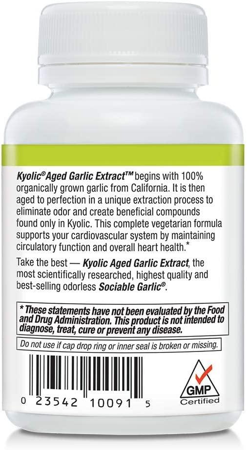 Kyolic Garlic Formula 100 - Original Vegetarian Capsules (100 Count ...