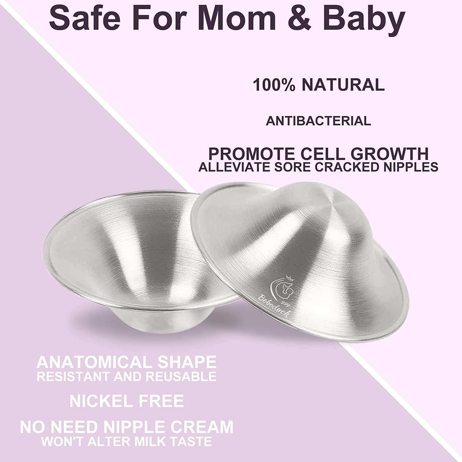 Boboduck Silver Nursing Cups - Nipple Shields for Newborn Breastfeeding ...