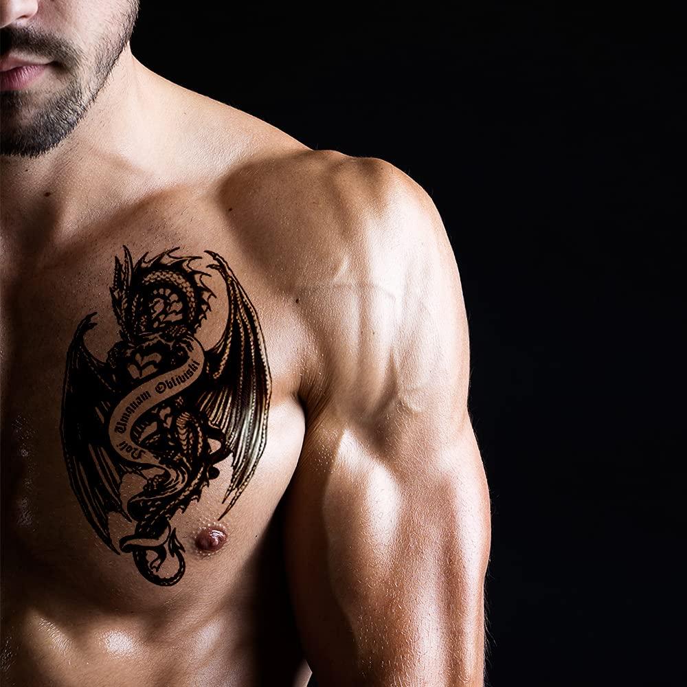 Large Dragon Temporary Tattoo Stickers - Set of 10 Sheets for Men ...