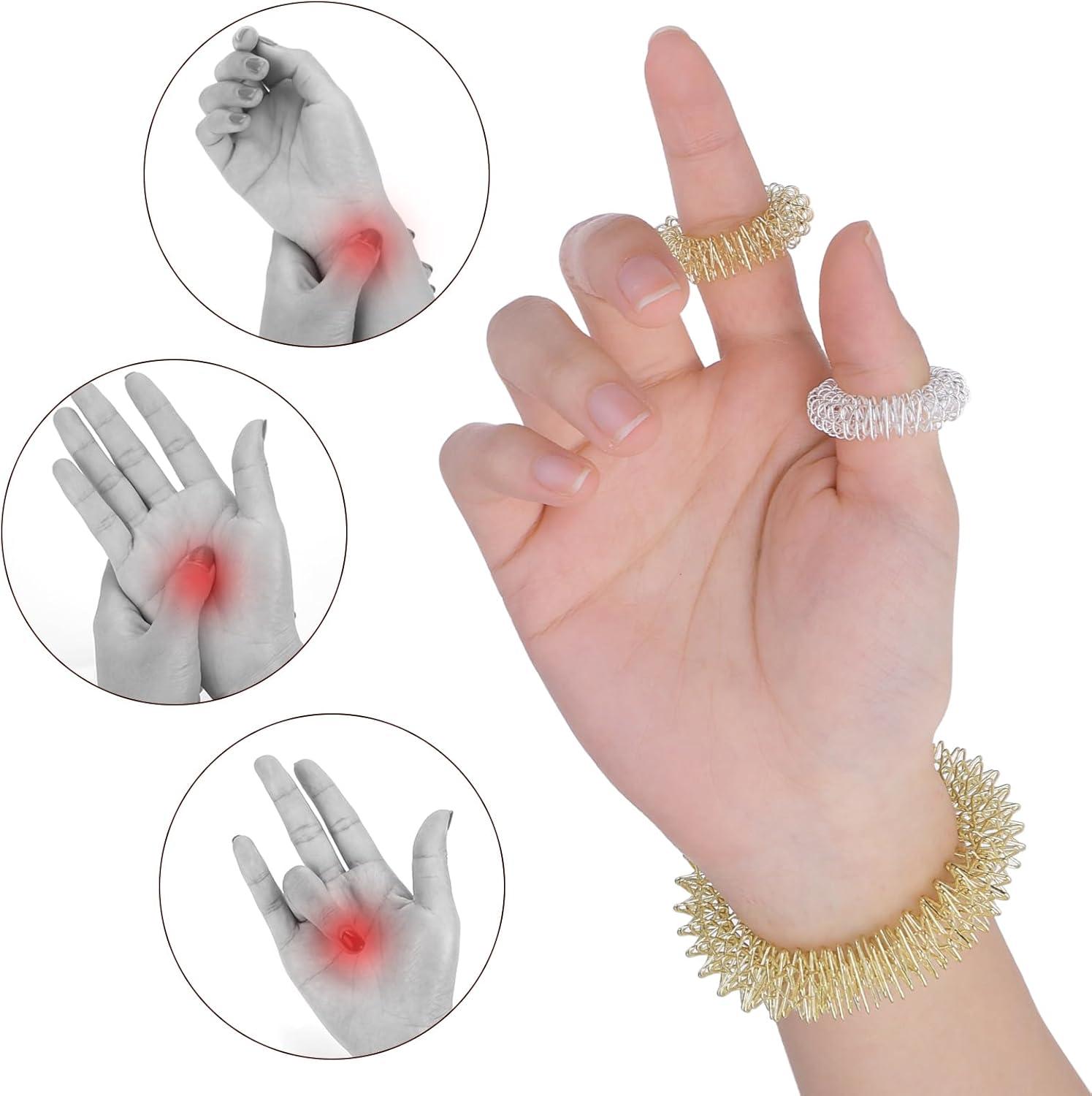 10-Piece Acupressure Ring Set - Stress Relief Finger & Wrist Massage ...