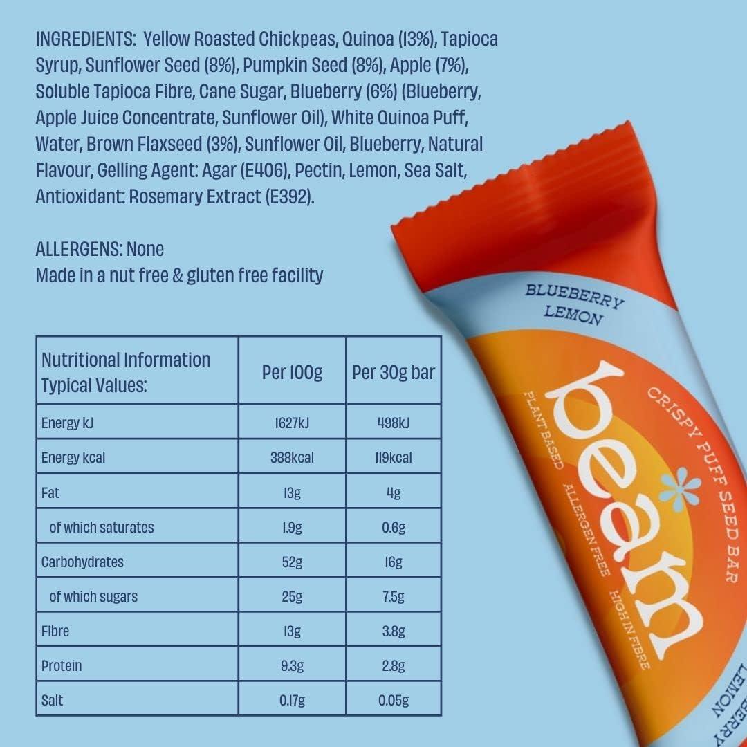 BEAM Blueberry Lemon Crispy Seed Bar | Nut-Free & Gluten-Free | Plant ...