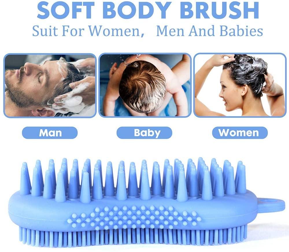 Silicone Body & Scalp Scrubber Hair Brush - Easy Exfoliation, Dandruff ...