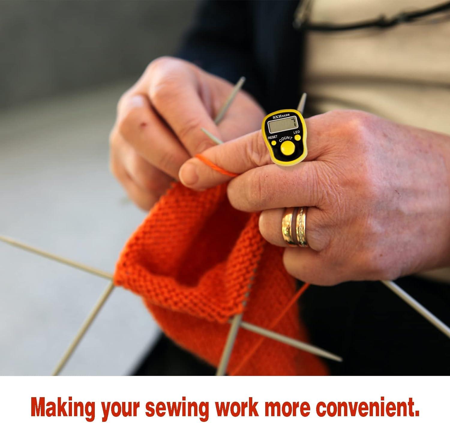 ILouxNei Knit Counter Set - 4 Pcs LCD Electronic Finger Digital Row ...