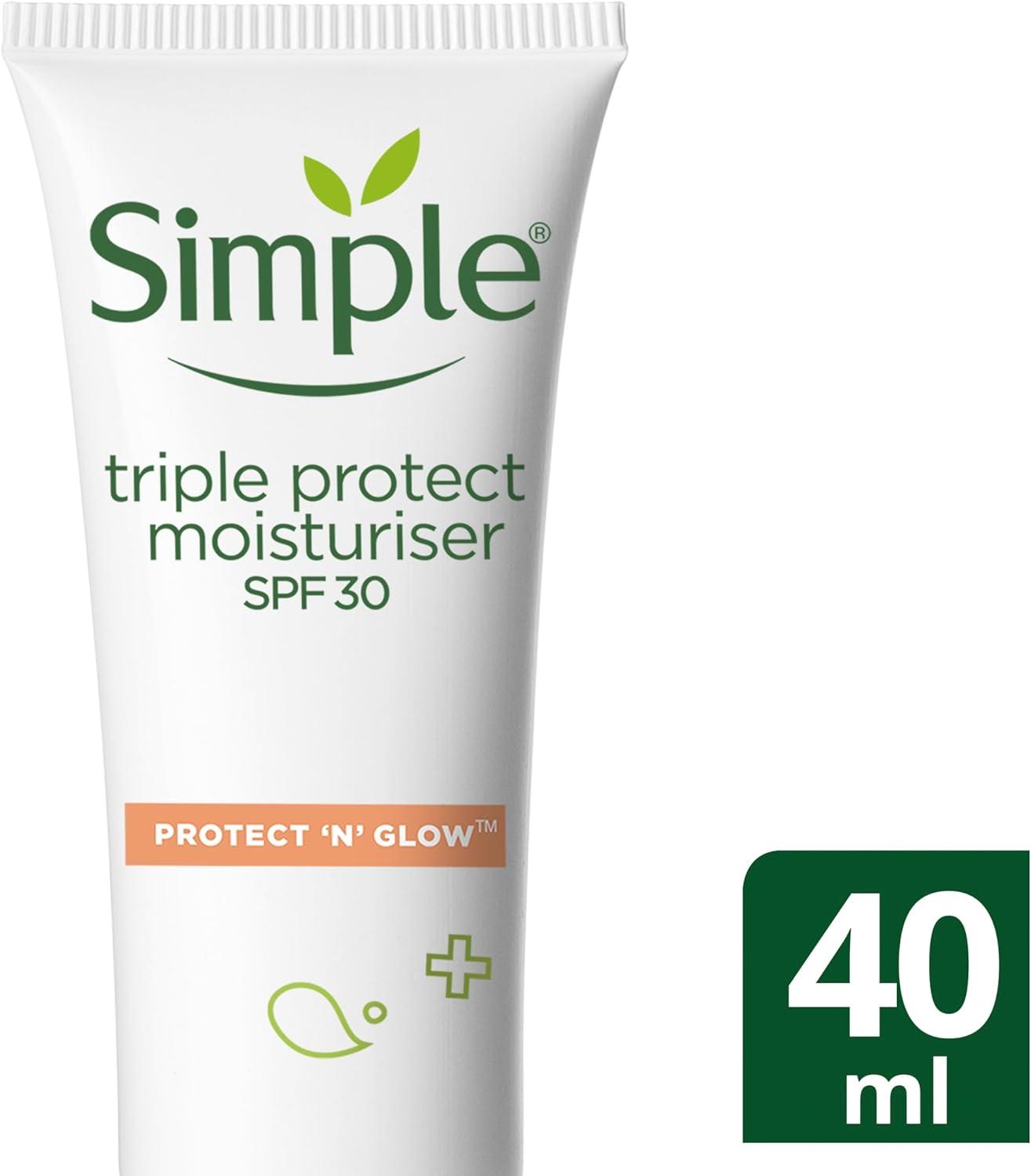 Simple Protect 'N' Glow Triple Protect Moisturiser SPF 30 40ml 40 ml ...