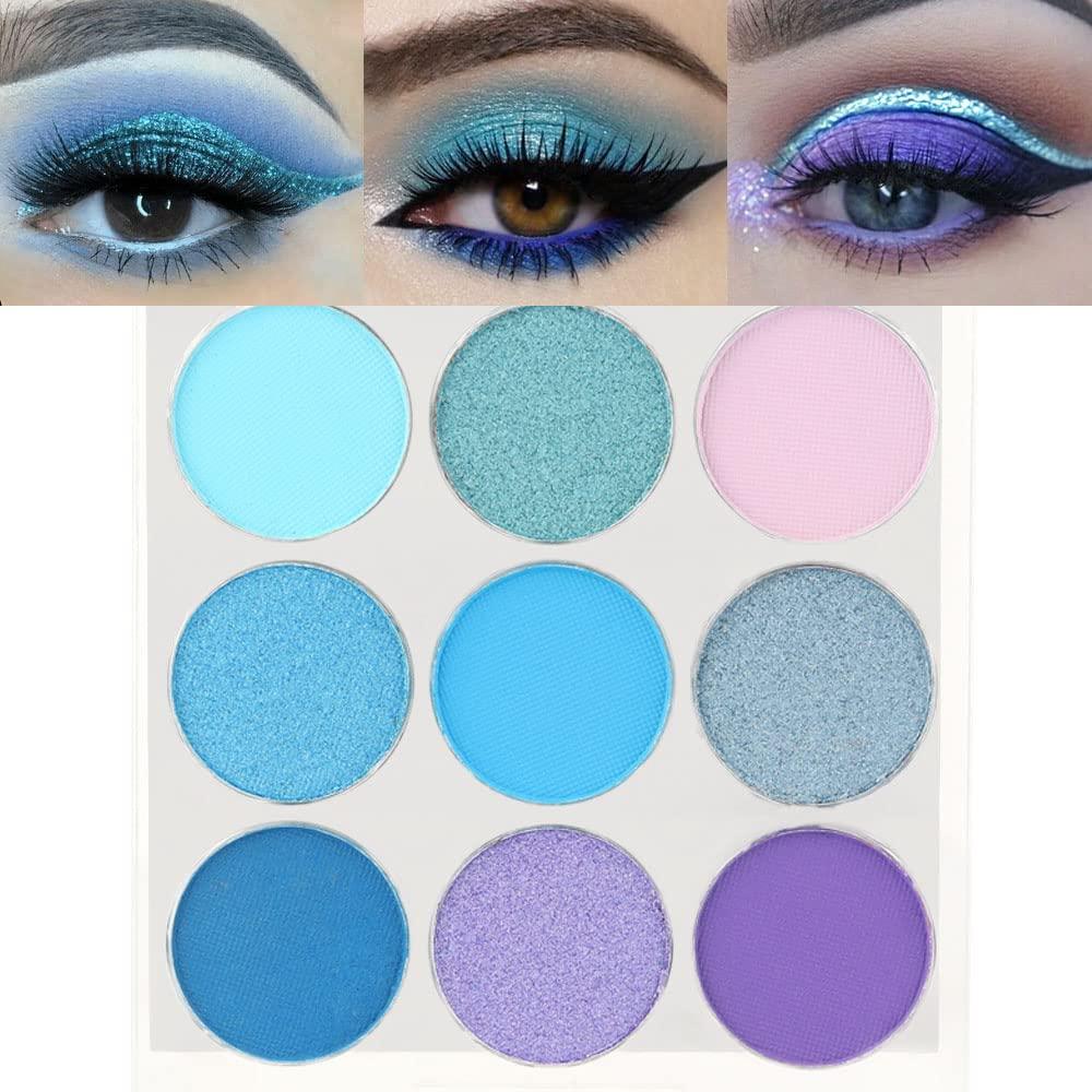 9 Colors Shimmer Matte Blue Eyeshadow Palette - Highly Pigmented and ...
