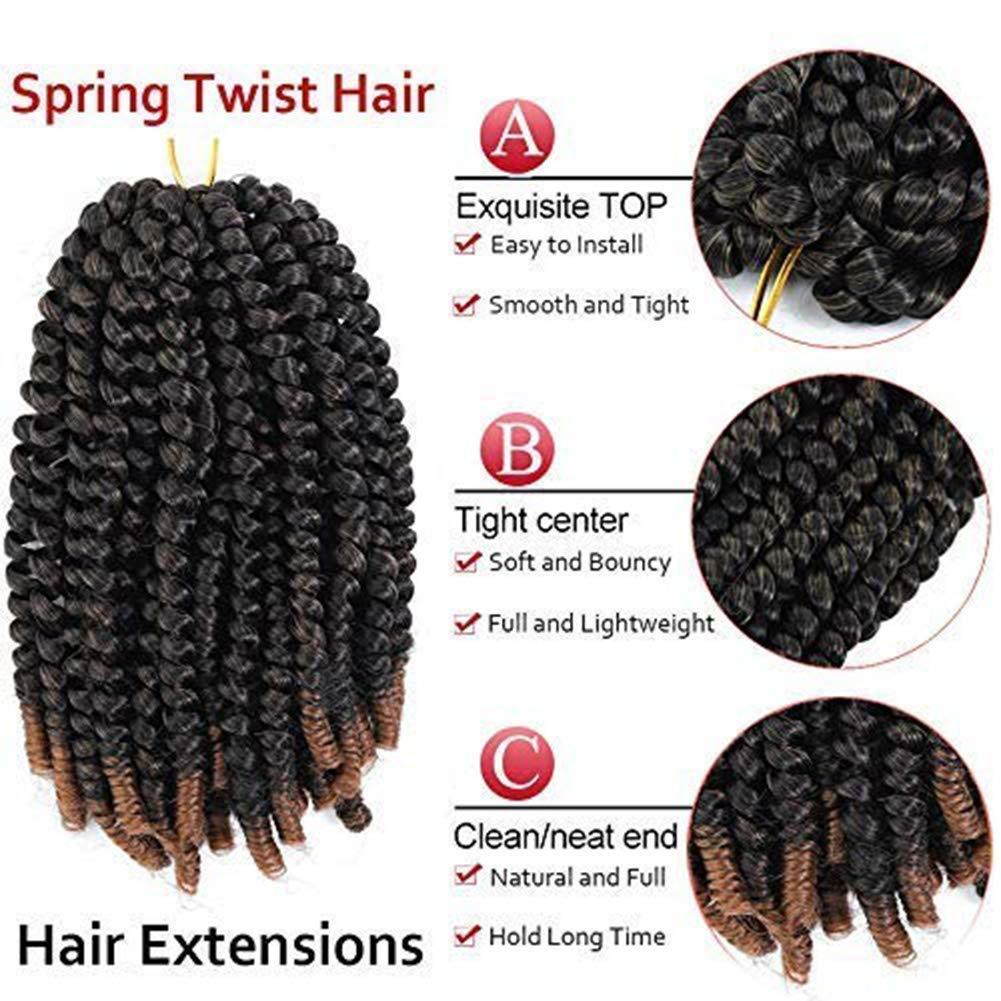 8 Pack Ombre Spring Twist Crochet Hair - 8 Inch Fluffy Butterfly Locs ...