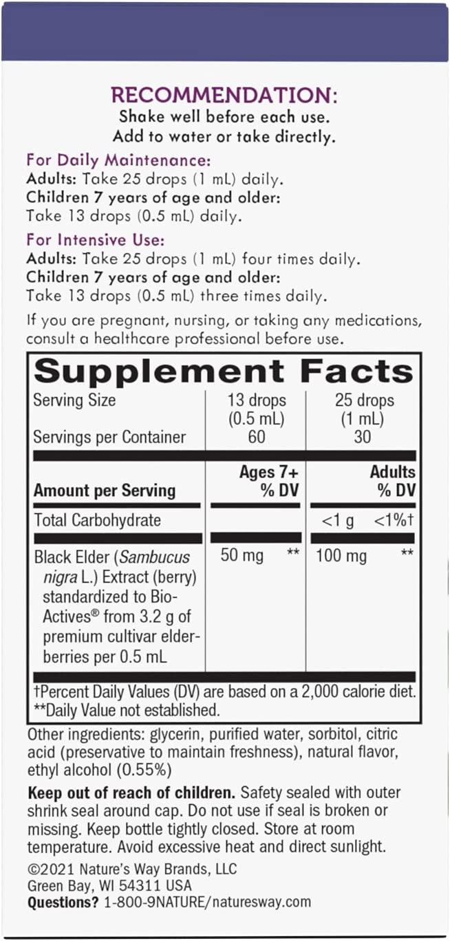 Nature's Way Sambucus Elderberry Drops - Ultra-Strength 6400mg - 1oz ...