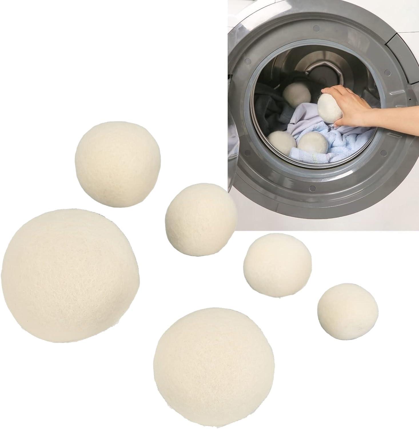 6 Wool Drying Balls Clothes Softening Balls Laundry Drying Reusable ...