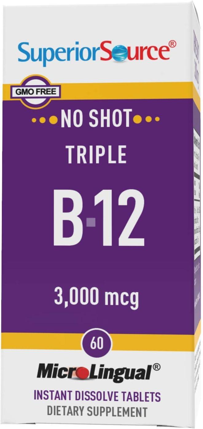 Superior Source Triple B12 3000 mcg Sublingual Tablets 60 Ct ...