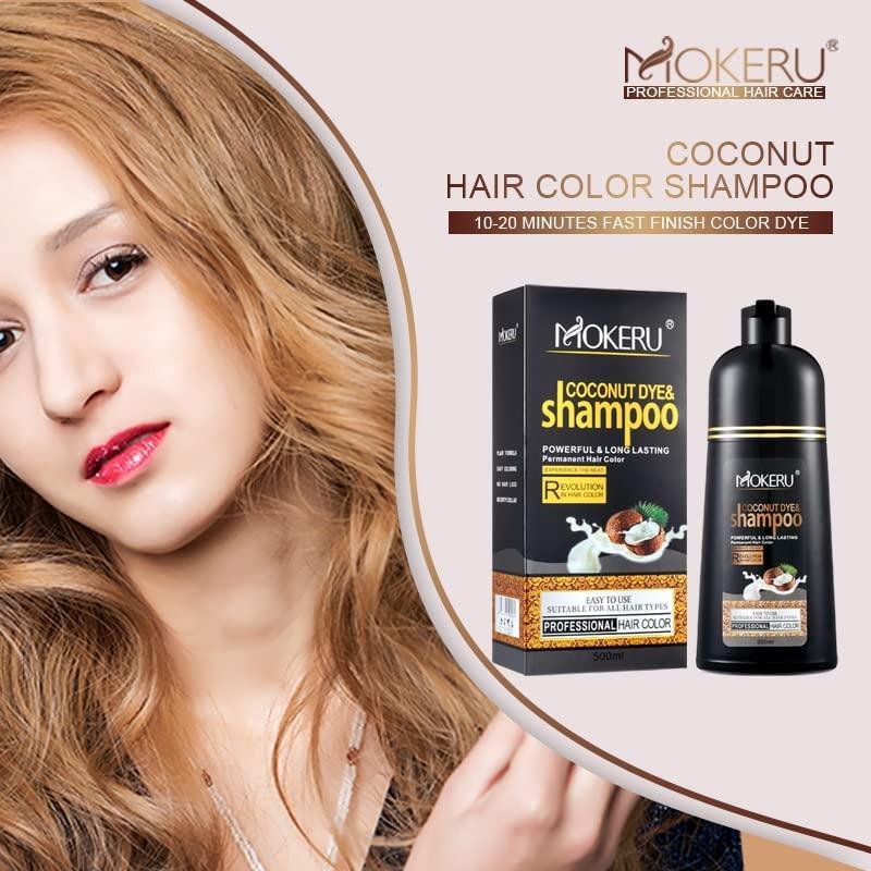 MOKERU LIGHT BROWN Hair Color Shampoo: 3-in-1 Dye for Women & Men ...