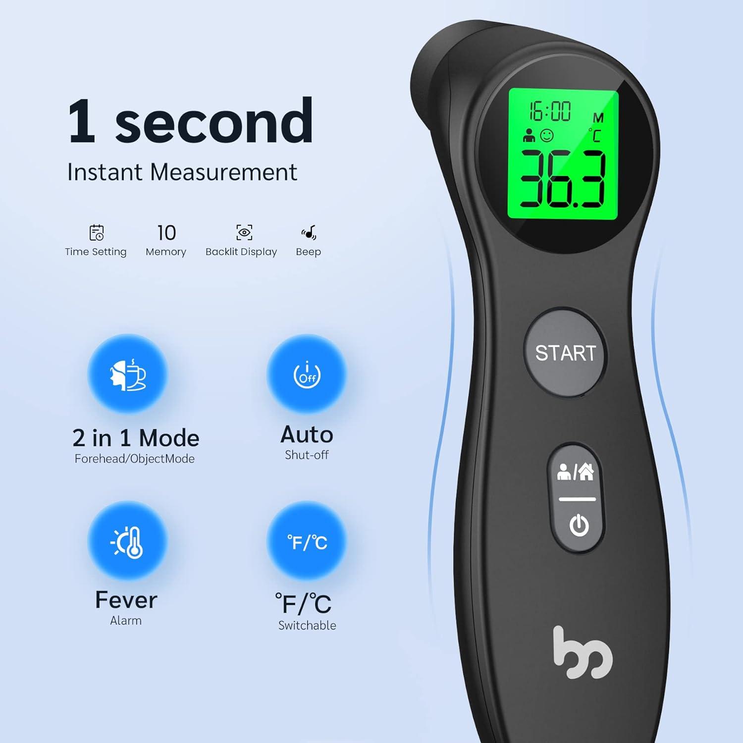 Femometer Non-Contact Infrared Forehead Thermometer - Digital Body Temperature Thermometer for ...