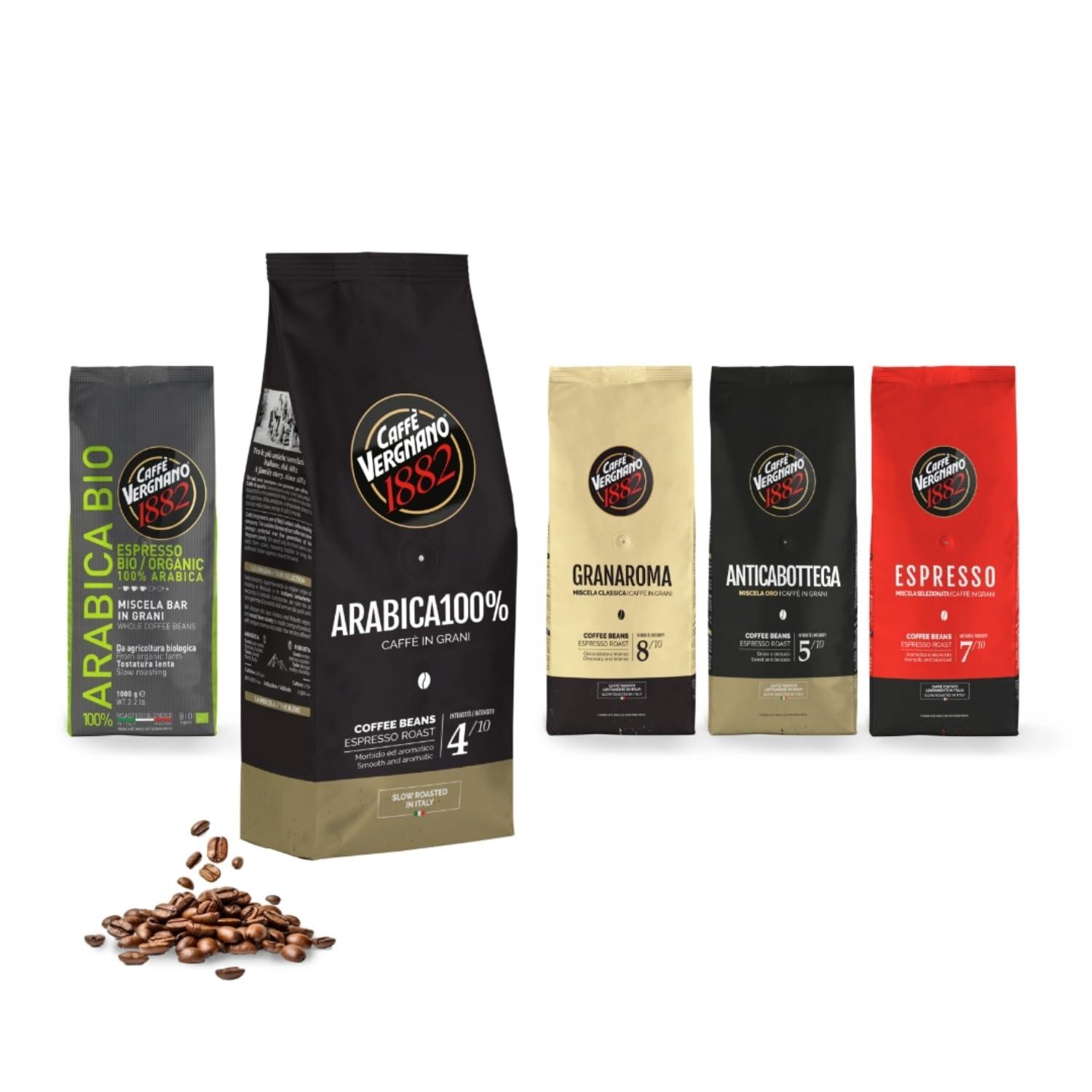 Caff Vergnano 1882 100% Arabica Coffee Beans - 250g Pack | Premium Italian Coffee for ...