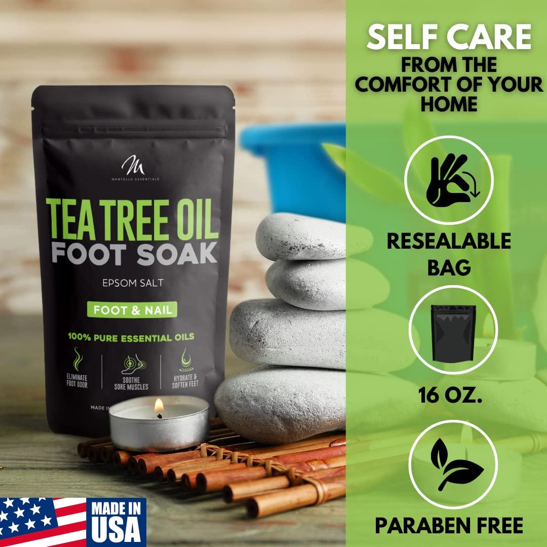 Tea Tree Oil Foot Soak for Softening Feet - 1 lb Epsom Salt Pedicure ...