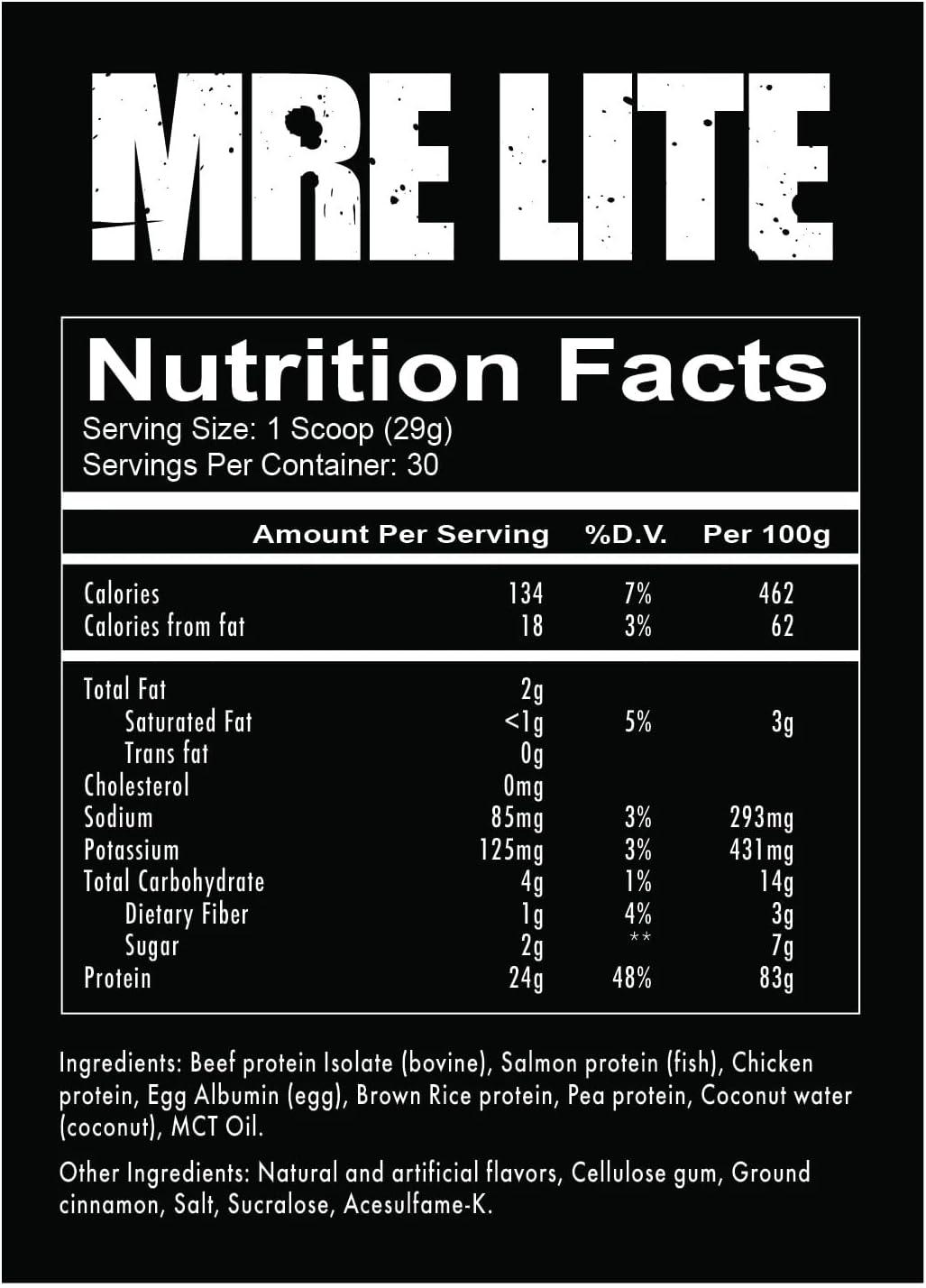 REDCON1 MRE LITE Whole Food Protein Powder | 24g Protein 4g Carbs 130 ...