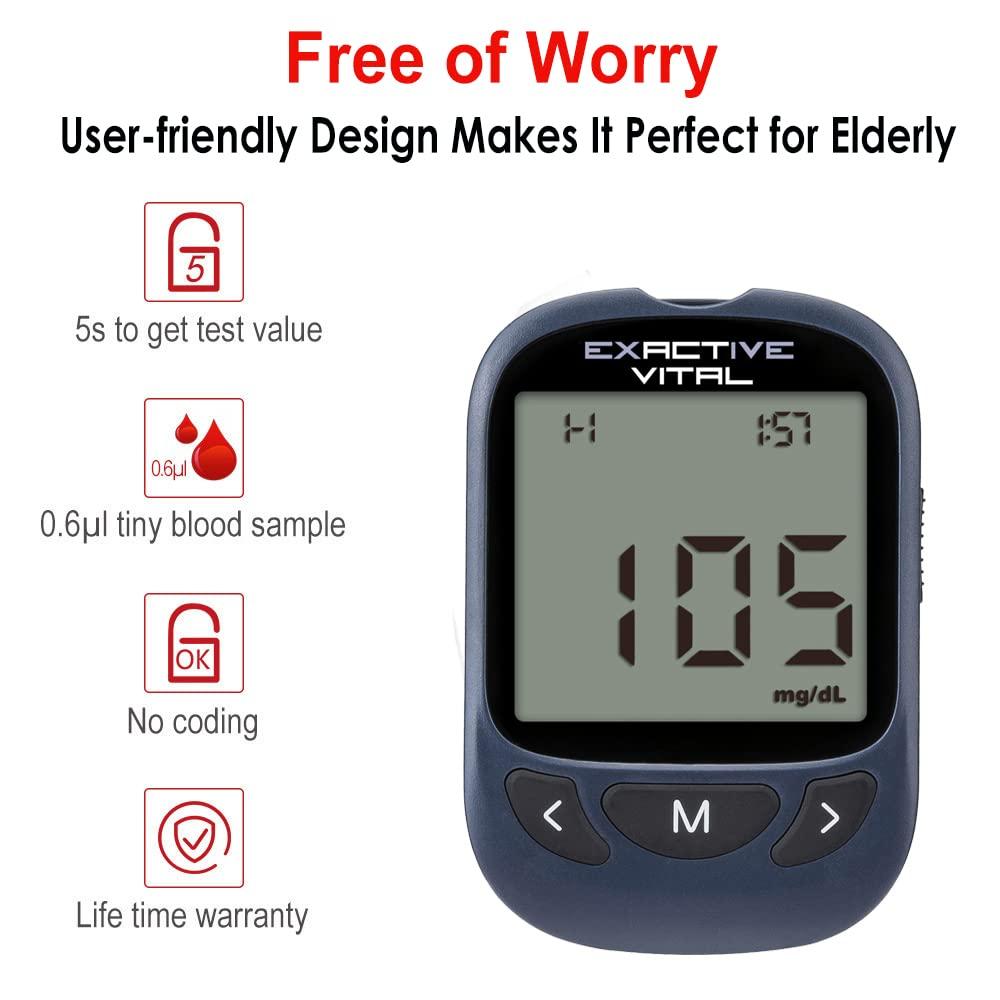 Blood Glucose Meter | Exactive VITAL Diabetes Test Kit with 50 Test ...