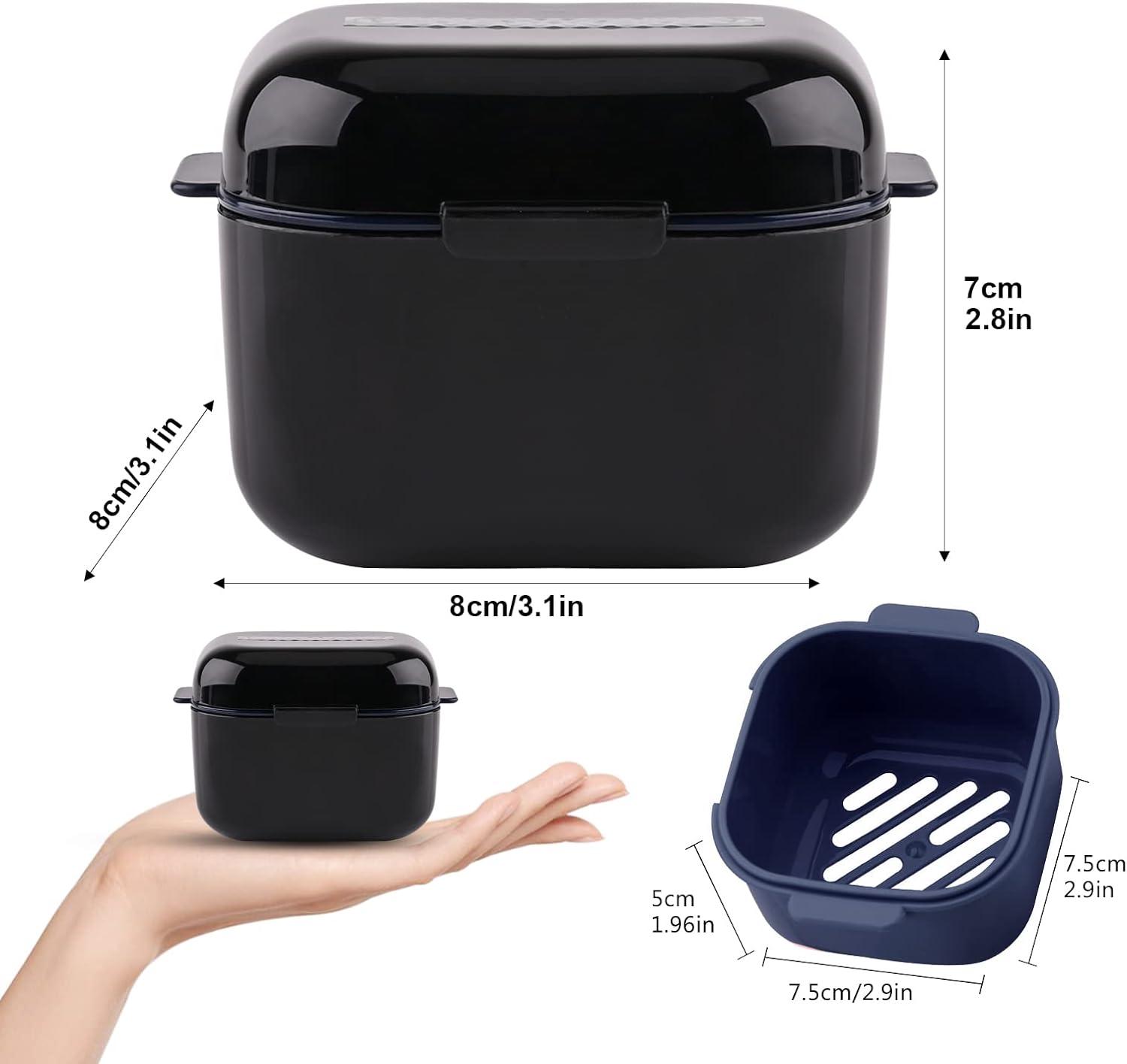 Denture Box Dental Bath with Strainer Portable False Teeth Storage ...