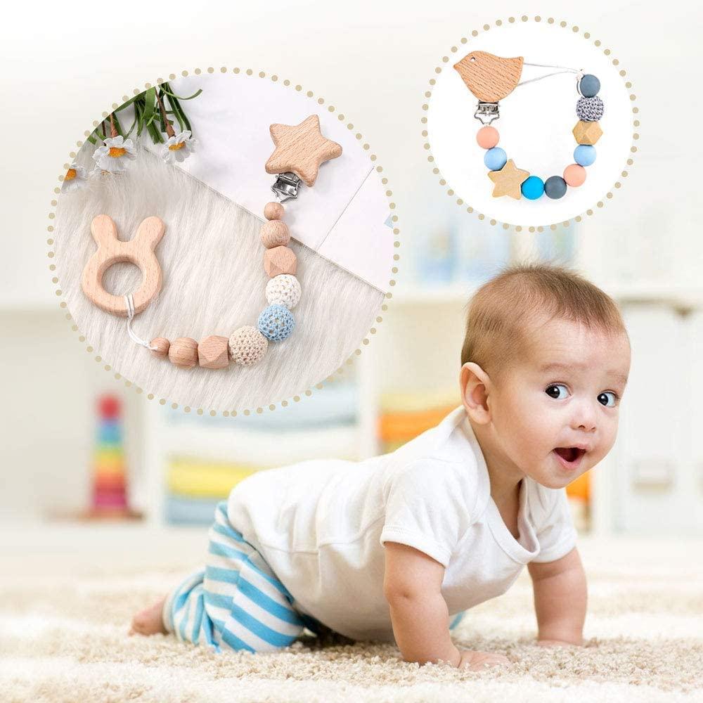 Artestar 6-Piece Wood Pacifier Clip Set - Chic Accessories for Pacifier ...
