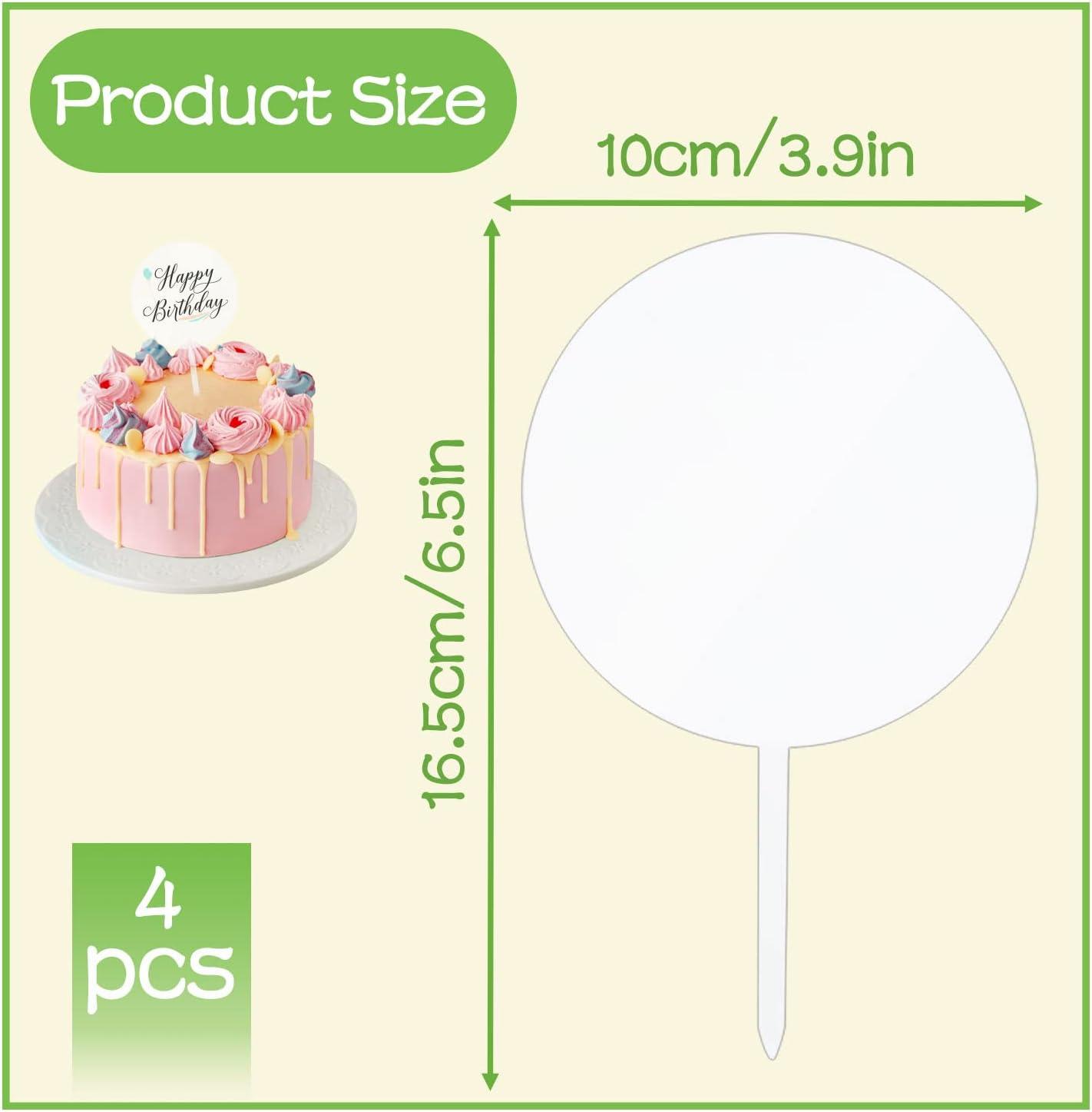 4 pcs Blank Acrylic Cake Toppers Round Cupcake Toppers Blank Cake ...
